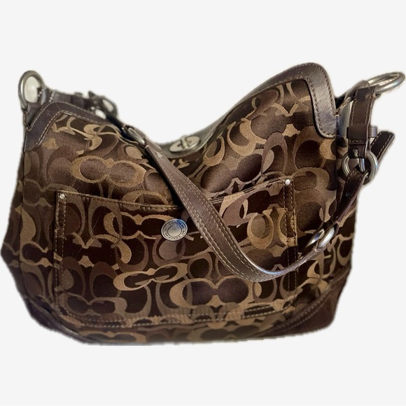Coach | Bags | Coach Chelsea Optic Signature Canvas Chocolate Brown ...